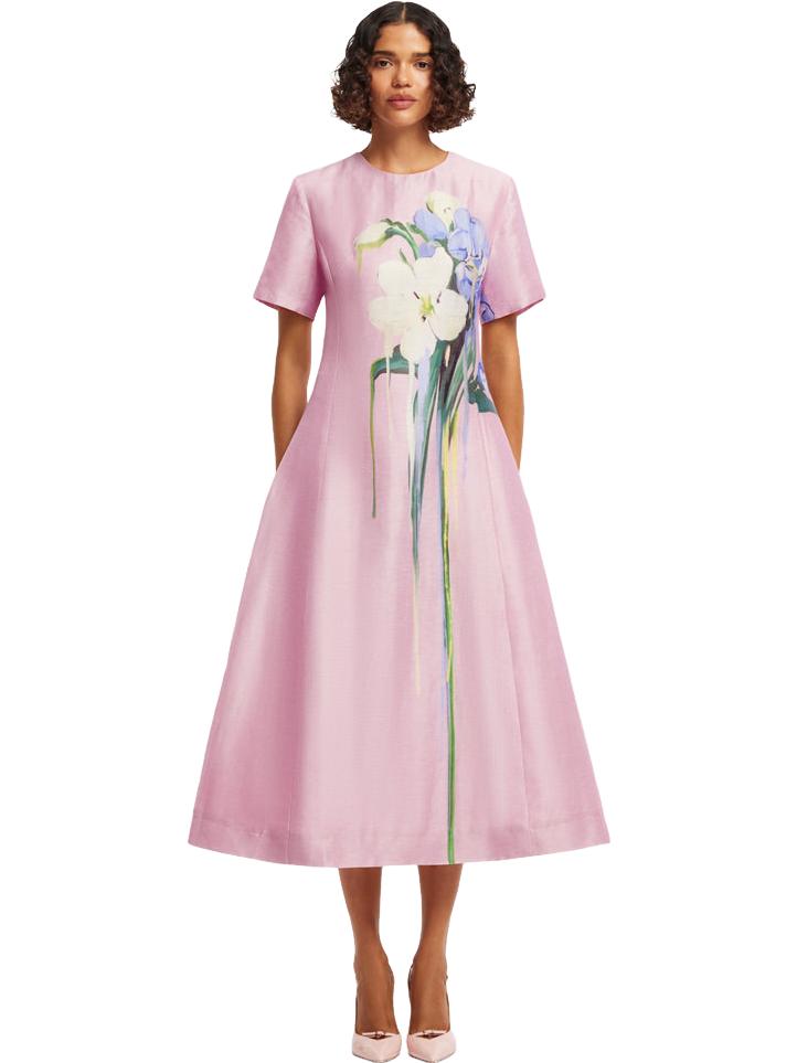 LEO LIN Leo Lin Caroline Short Sleeve Midi Dress